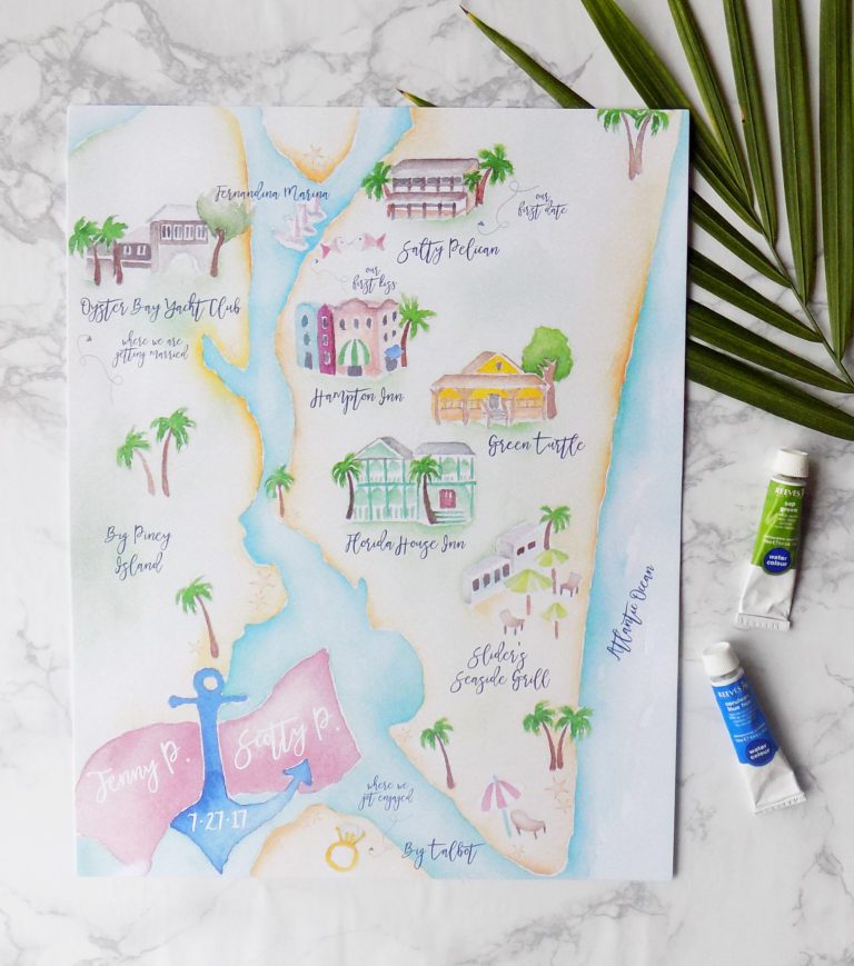 Handpainted Custom Watercolor Maps are the Perfect Gift