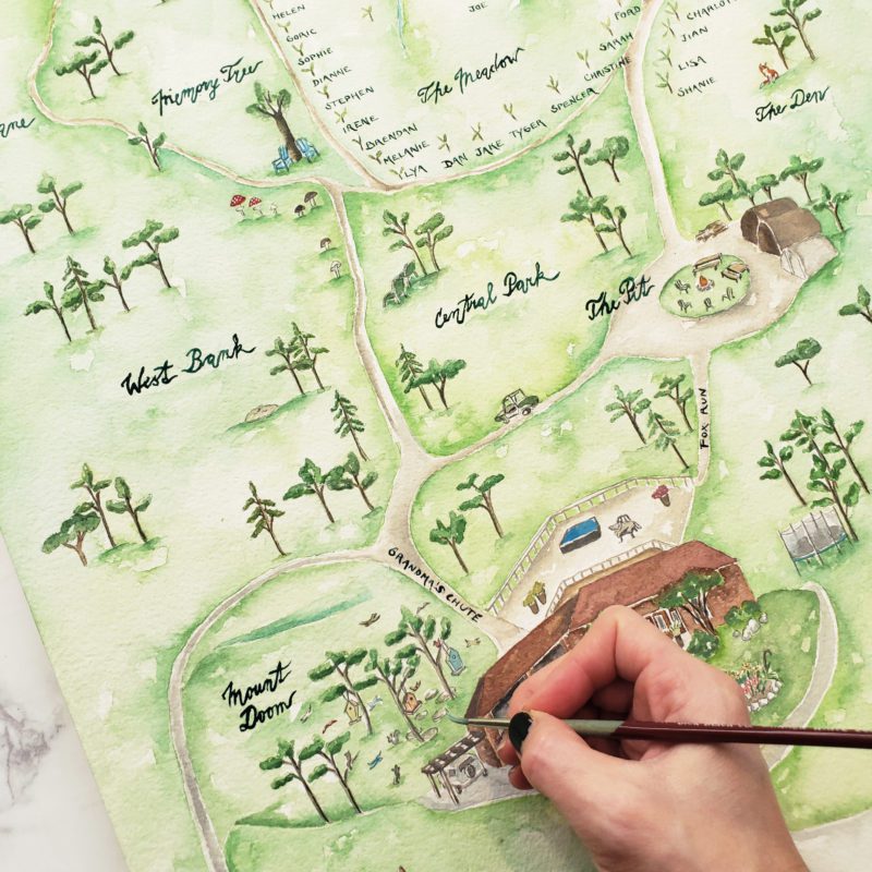 custom watercolor property map - Marketa F. Horton