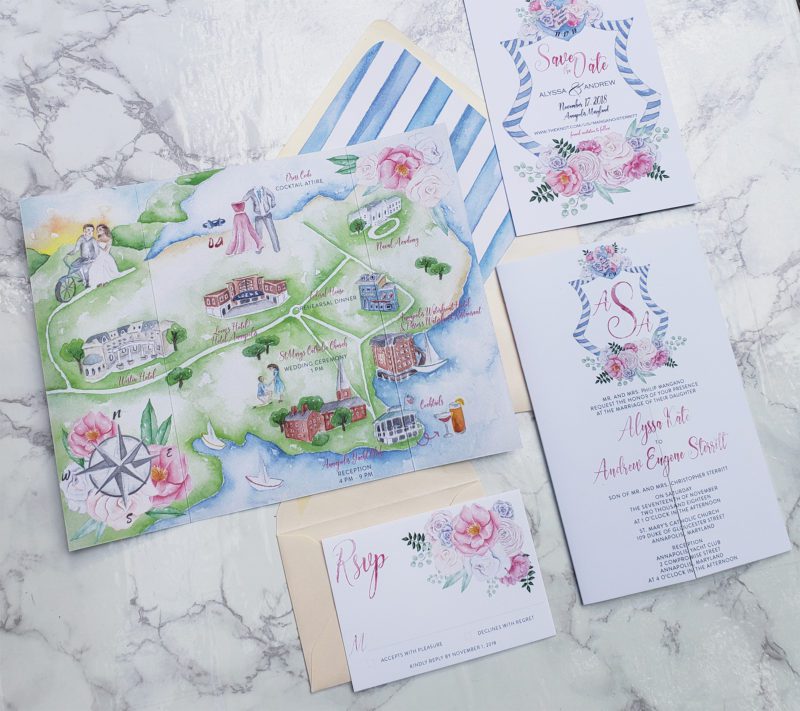 Custom Wedding Map Invitations